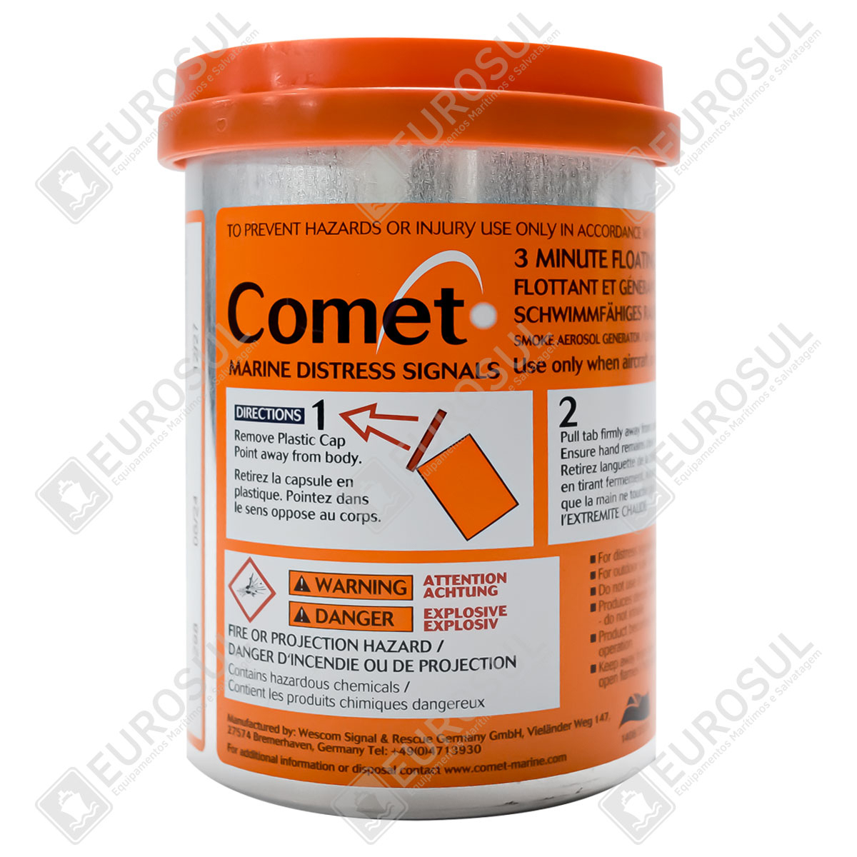 Wescom/Comet Floating Smoke Signal Orange 3min 9192000/9192009 - Eurosul