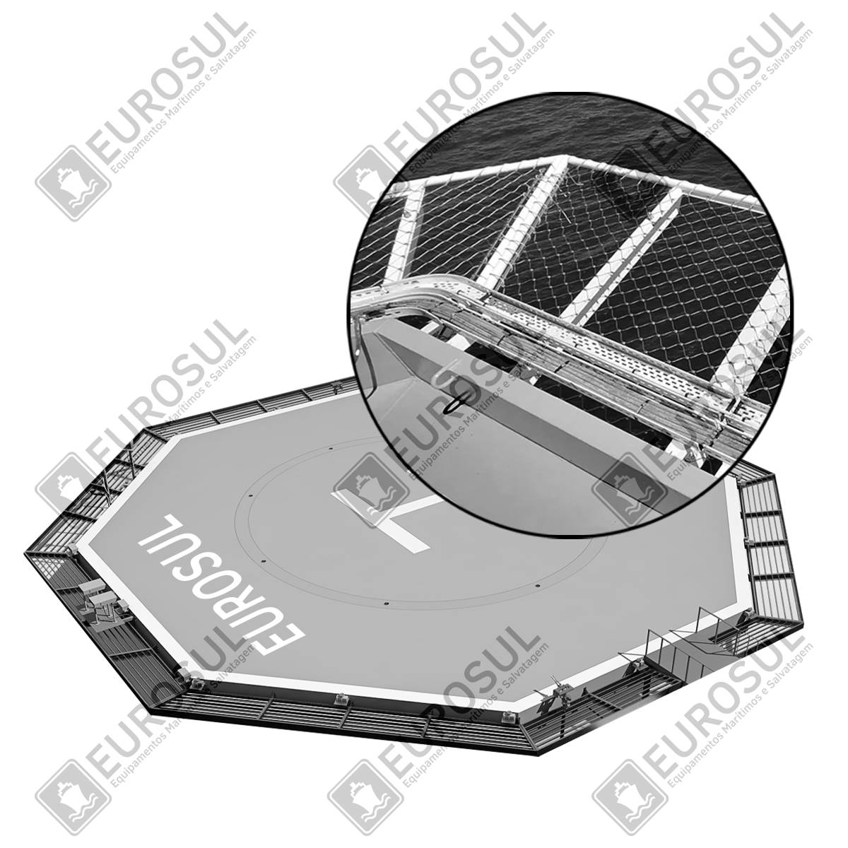 Perimeter network for helipad - stainless steel - Eurosul