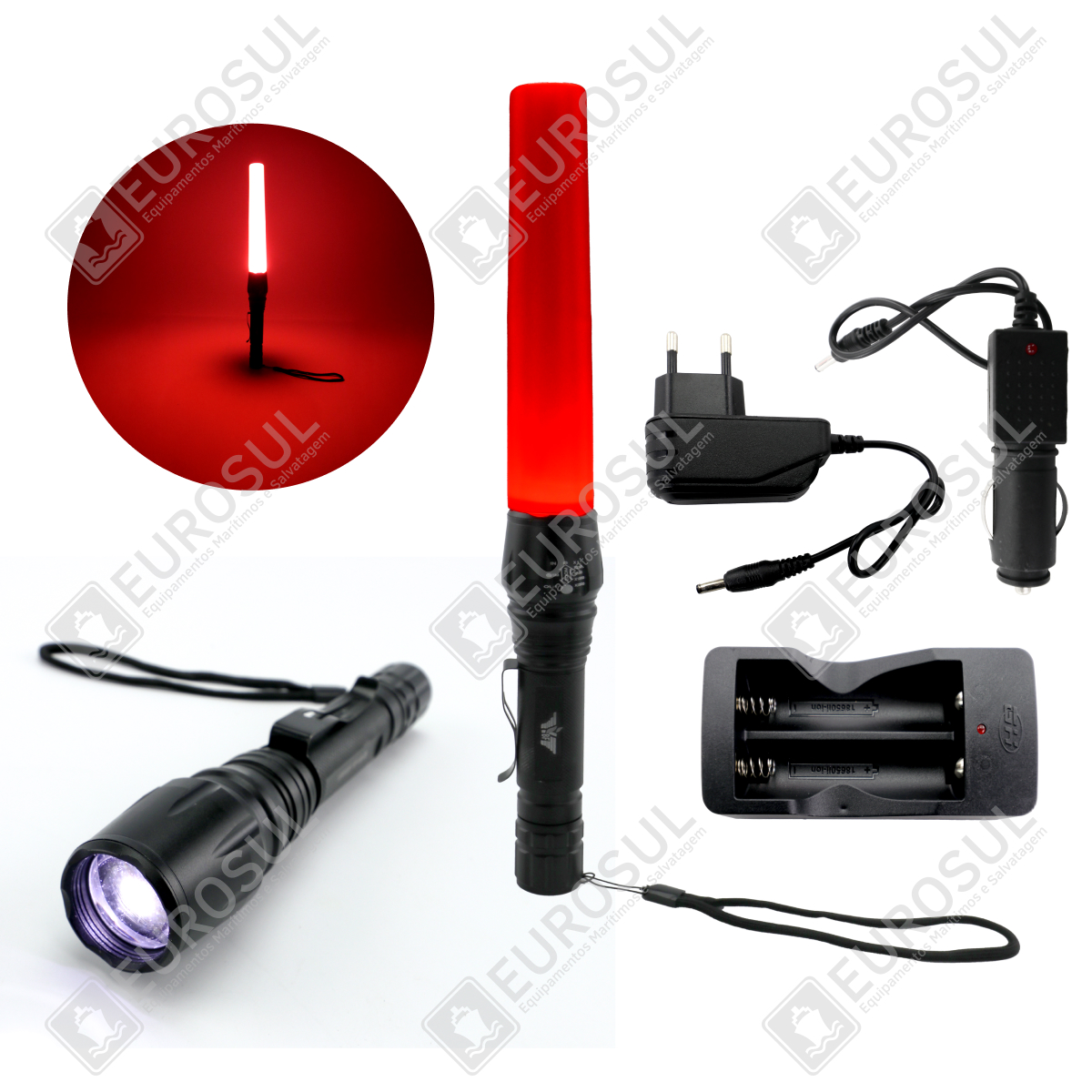 Lanterna Sinalizadora Vermelha B-MAX – Recarregável, LED, à Prova d ...